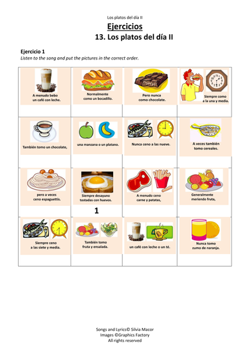 Los platos del día (Part 2) - Song teaching the meals of the day in ...