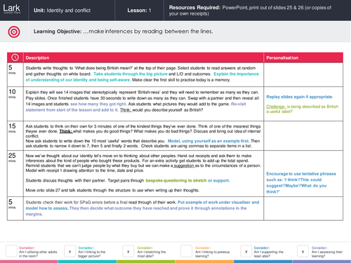 Reading between the lines (inference skills and exploring Identity ...