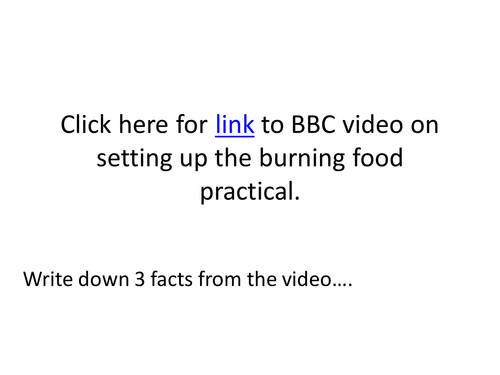 GCSE Core Science - Food and Health - Biology: Burning Food | Teaching ...