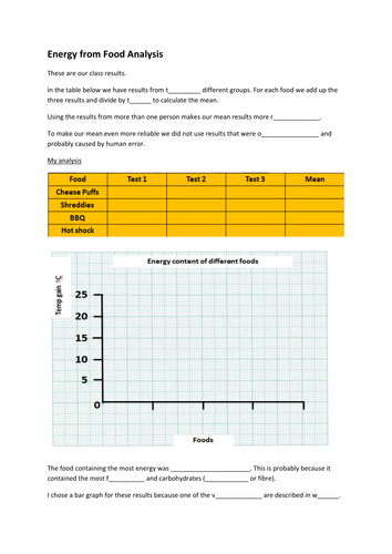 GCSE Core Science - Food and Health - Biology: Burning Food | Teaching ...
