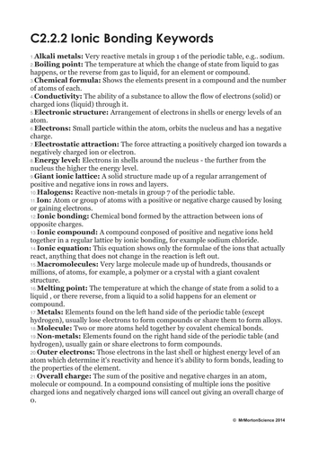 AQA C2 Keyword Glossary Laminates | Teaching Resources