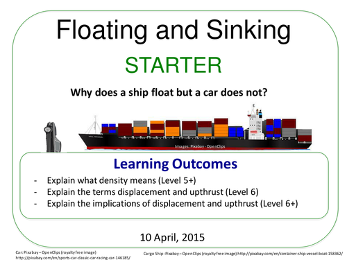 Year 7: Floating & Sinking (Forces & Motion 7.3) | Teaching Resources