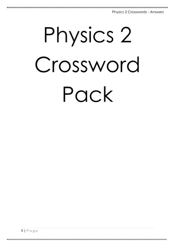 Crossword Revision Pack for AQA Physics 2 | Teaching Resources