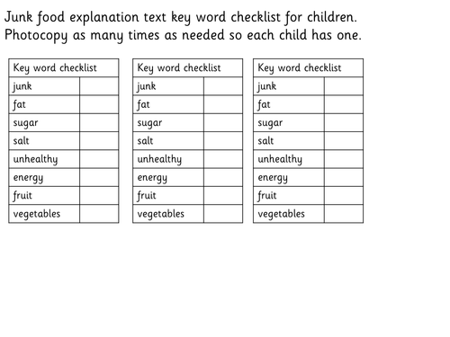 Year 2 Junk food explanation text writing | Teaching Resources
