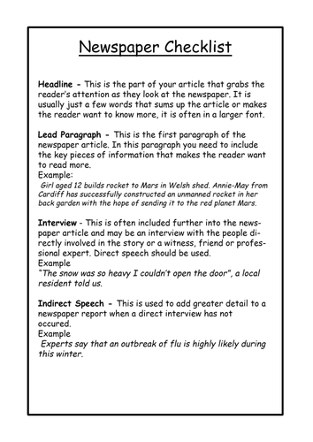 Complete Lesson - Year 5 English - Creating a Newspaper article ...