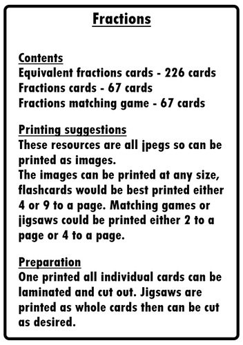 Equivalent fraction cards and matching game | Teaching Resources