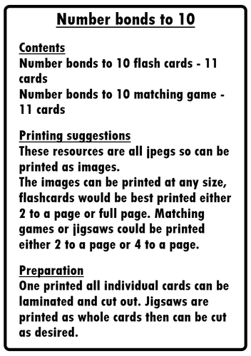 Number bonds to 10 | Teaching Resources