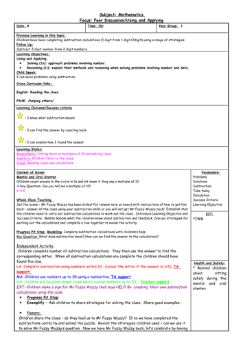 Year 1 Numeracy Plan - Using and Applying Subtraction | Teaching Resources