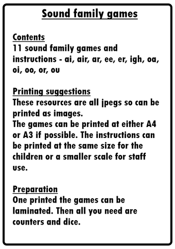 Sound family boards games | Teaching Resources