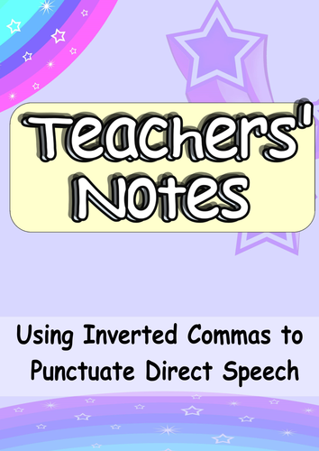 Year 3 Inverted Commas to Punctuate Direct Speech (Year 3 or KS2 Speech ...