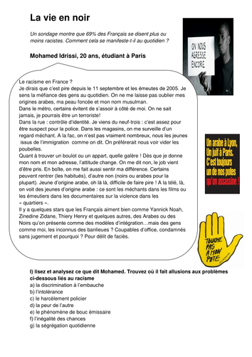 Le racisme en France - Y13 (A2) | Teaching Resources