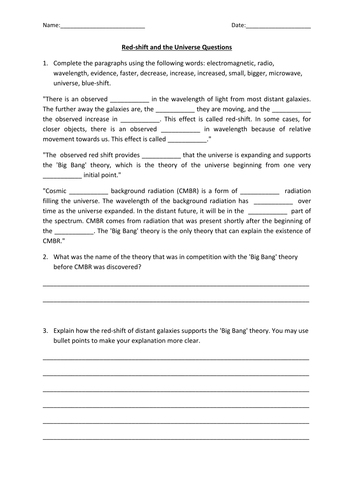 Red-shift and Origins of the Universe Lesson | Teaching Resources