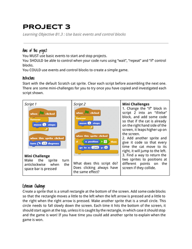 Code Lesson B1-3 Events and Control in Scratch | Teaching Resources