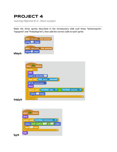 Code Lesson B1-4 Sharing a Scratch Project | Teaching Resources