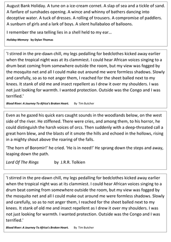 Creative writing tasks: 1 imagery | Teaching Resources