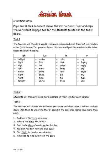 Vowel Digraphs: Set 3 I sound | Teaching Resources