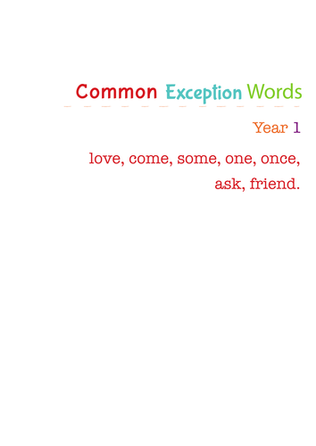 Year 1 Spelling - Common Exception Words: Worksheets and Activities ...
