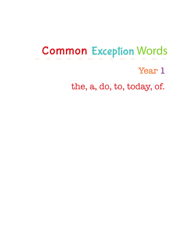Year 1 Spelling - Common Exception Words: Worksheets and Activities ...