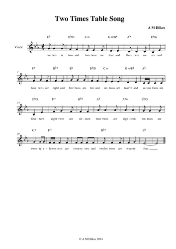 2 times table song | Teaching Resources