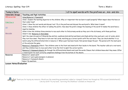 SPaG Year 3 and 4 Spellings: Prefixes un-, dis-, mis- | Teaching Resources SPaG Year 3 and 4 Spellings: Prefixes un-, dis-, mis- | Teaching Resources