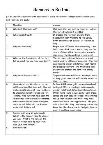 Romans in Britain - What did they ever do for us!? | Teaching Resources