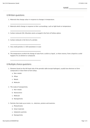 AQA C2 Starter/plenary Quizzes Every Topic | Teaching Resources