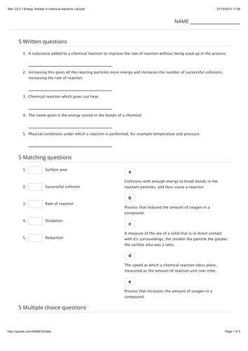 AQA C2 Starter/plenary Quizzes Every Topic | Teaching Resources