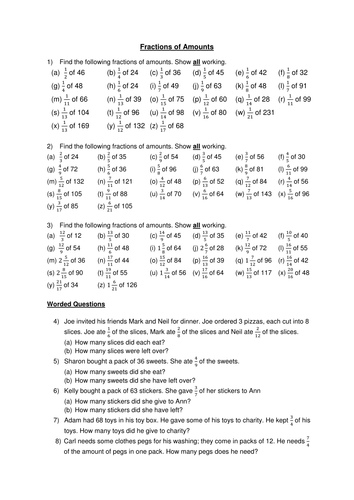 Finding Fractions of Amounts | Teaching Resources
