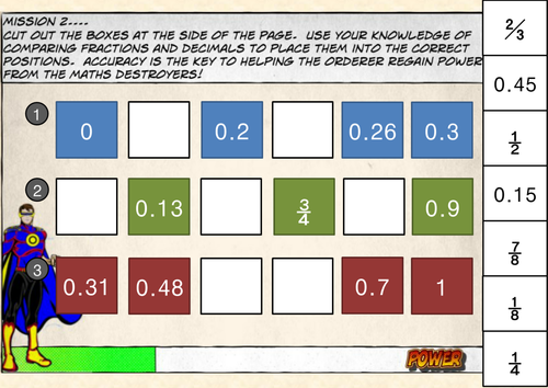 The Orderer comic superhero ordering numbers lesson (Ordering fractions ...