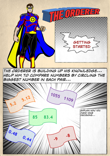 The Orderer comic superhero ordering numbers lesson (Ordering fractions ...