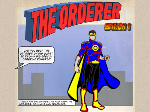 The Orderer comic superhero ordering numbers lesson (Ordering fractions ...