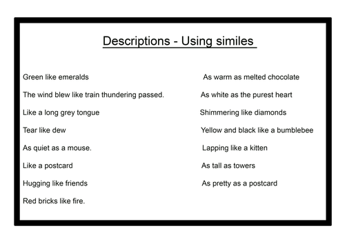 Ready Lesson - KS2 Using similes in descriptions by BBadger - UK ...