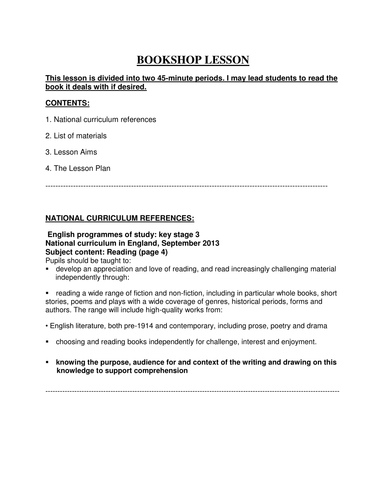 Bookshop Lesson | Teaching Resources
