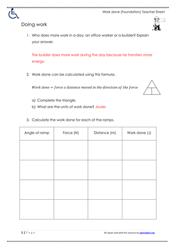 Work done Investigation | Teaching Resources