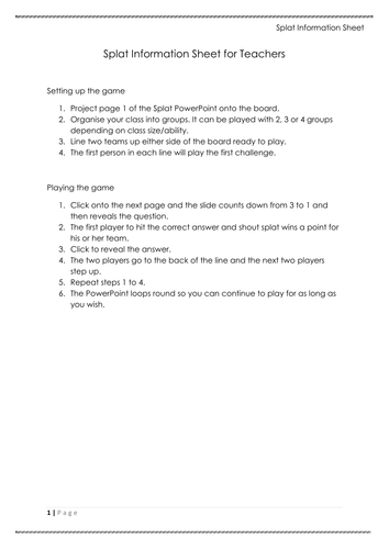 Energy Resources Splat Game | Teaching Resources