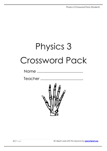 Physics 3 Crossword Pack | Teaching Resources