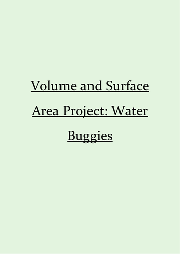 Volume and Surface Area Creative Project: Water Buggies | Teaching ...