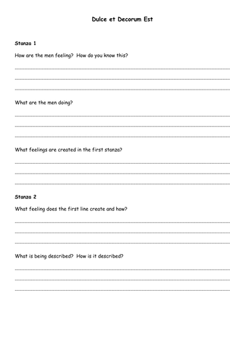 'Dulce Et Decorum Est' by Wilfred Owen | Teaching Resources