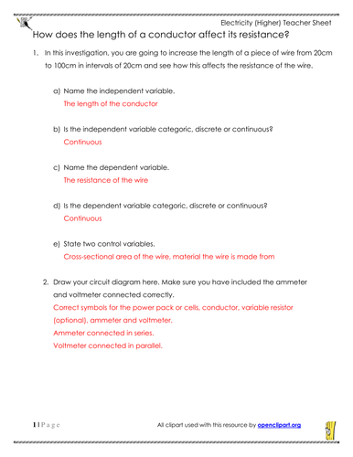 Length of conductor skills lesson | Teaching Resources