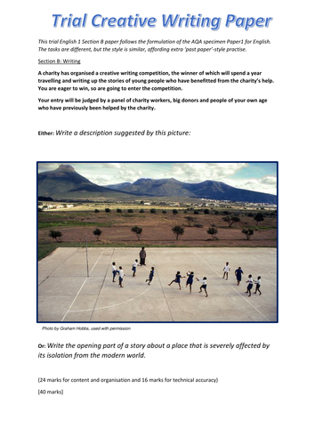 'Trial' AQA English Paper 1 SectionB, creative writing: 1 | Teaching ...