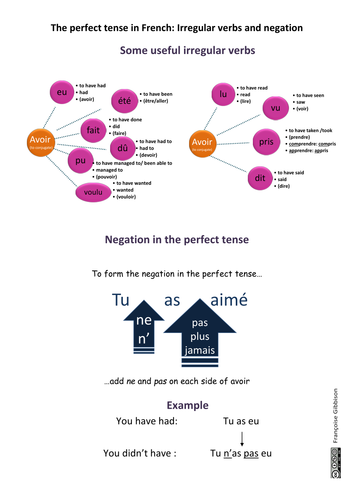 The perfect tense in French: irregular verbs and negation | Teaching ...