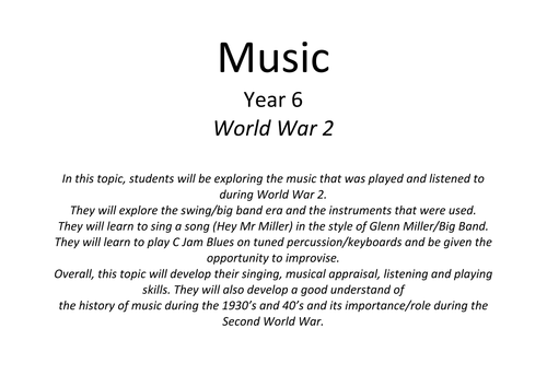 World War 2 Music (1930's - 1940's music) | Teaching Resources