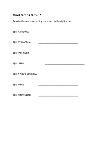 French Weather activities - Quel temps fait-il ? | Teaching Resources