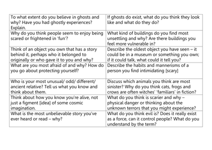 'Uncle Montague's Tales of Terror' pre-read discussion & extracts. by ...