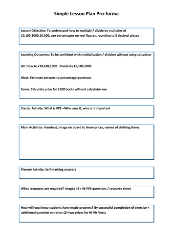 PPE Maths Questions Personal Protective Equipment | Teaching Resources