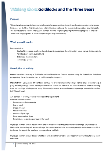 Thinking About Goldilocks and the Three Bears | Teaching Resources