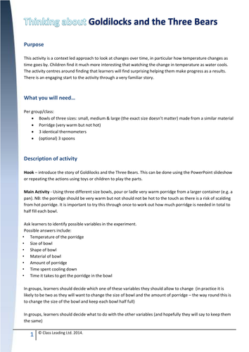 Thinking About Goldilocks and the Three Bears | Teaching Resources