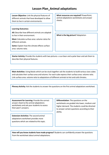 Biology: Animal adaptation | Teaching Resources