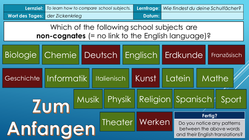 Discussing and comparing school subjects (German) | Teaching Resources