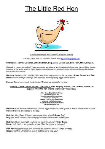 The Little Red Hen (Musical Assembly for Reception/KS1) by Freddie ...